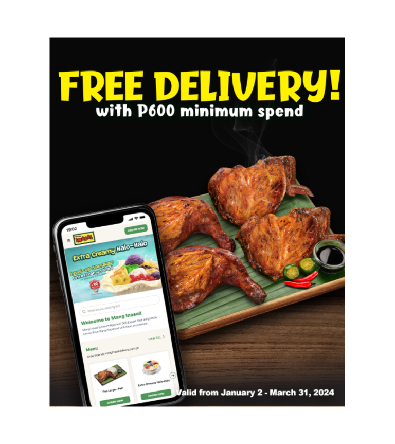 Mang Inasal extends free delivery treat this March 2024